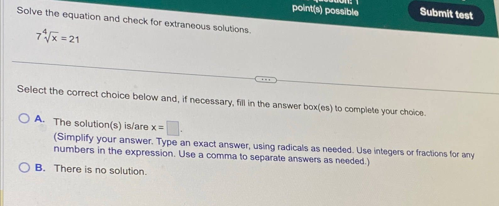 Solved Solve the equation and check for extraneous | Chegg.com