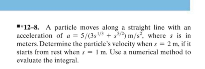 Solved F12-8. A particle travels along a straight line with | Chegg.com
