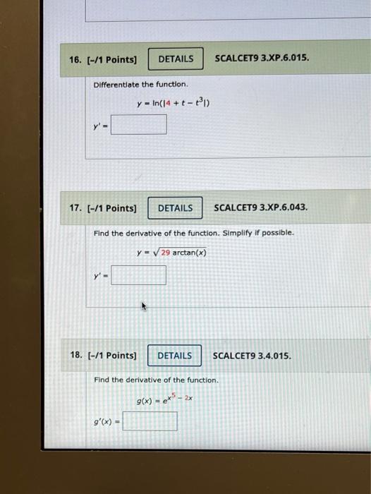 Solved 16. (-/1 Points) DETAILS SCALCET9 3.XP.6.015. | Chegg.com Solved 16. (-/1 Points) DETAILS SCALCET9 3.XP.6.015. | Chegg.com