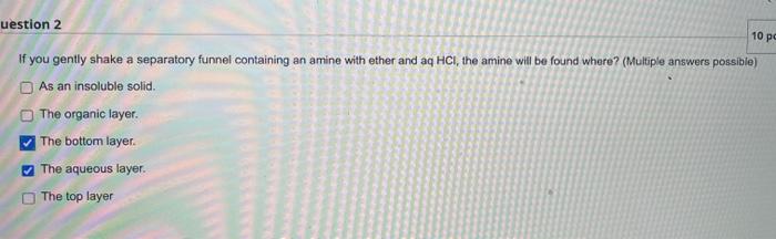 Solved If you gently shake a separatory funnel containing an | Chegg.com