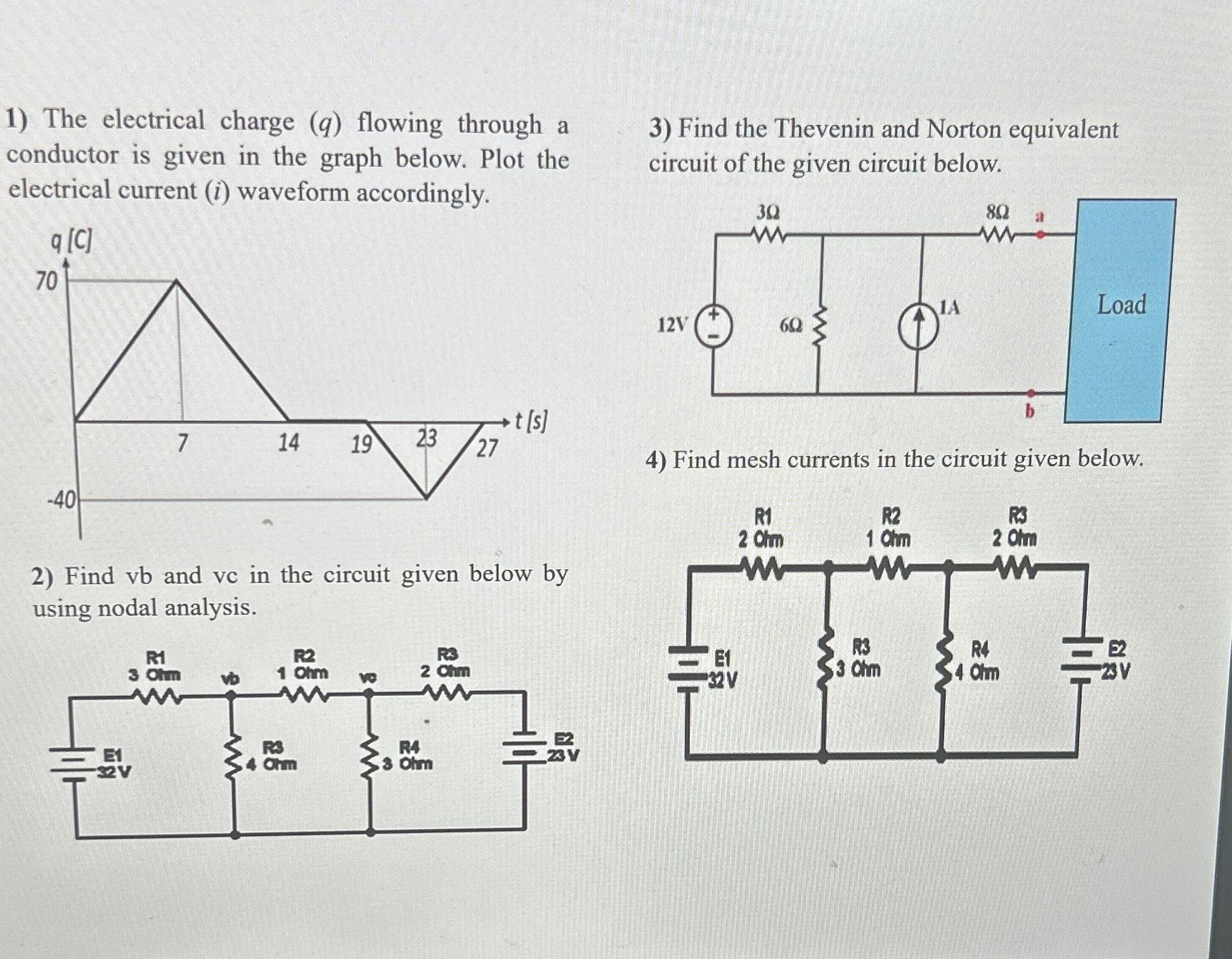 Solved The electrical charge (q) ﻿flowing through a | Chegg.com