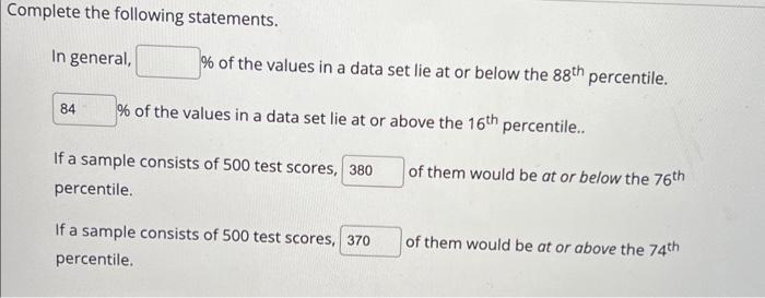 Solved omplete the following statements. In general, % of | Chegg.com
