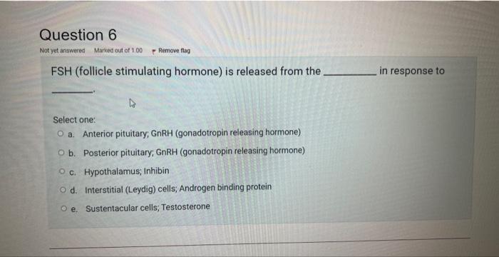 Solved FSH (follicle stimulating hormone) is released from | Chegg.com