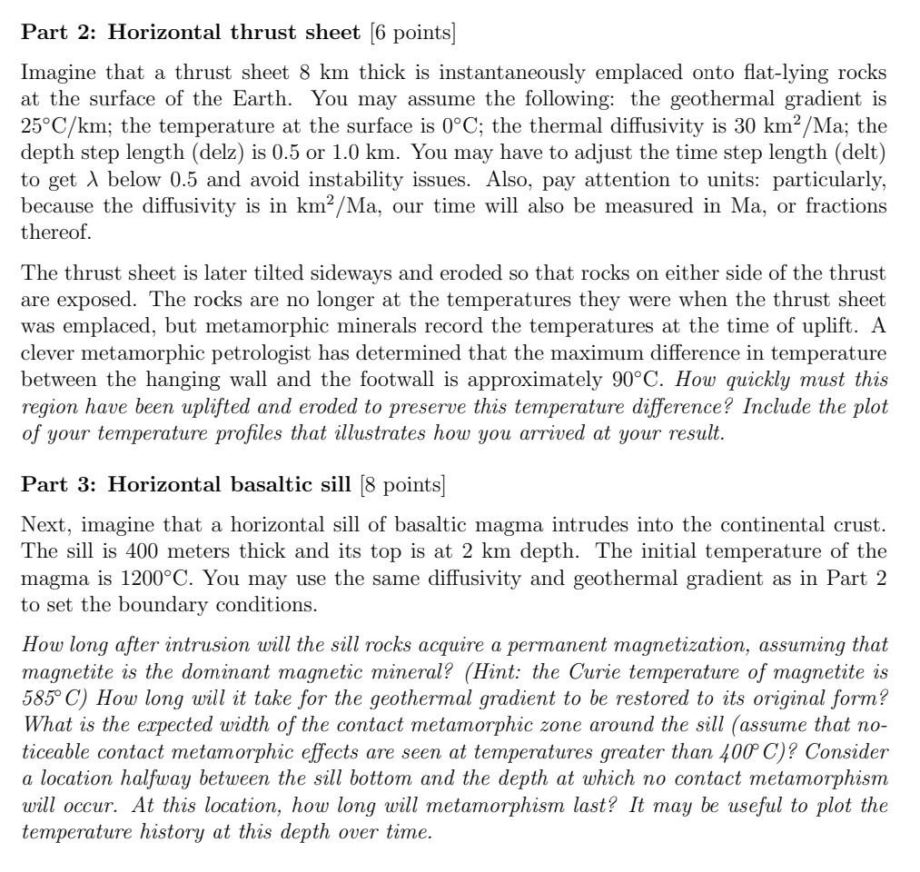 Part 2: Horizontal thrust sheet [6 points) Imagine | Chegg.com