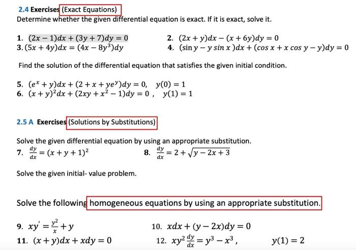 Solved 2.4 Exercises Determine whether the given | Chegg.com