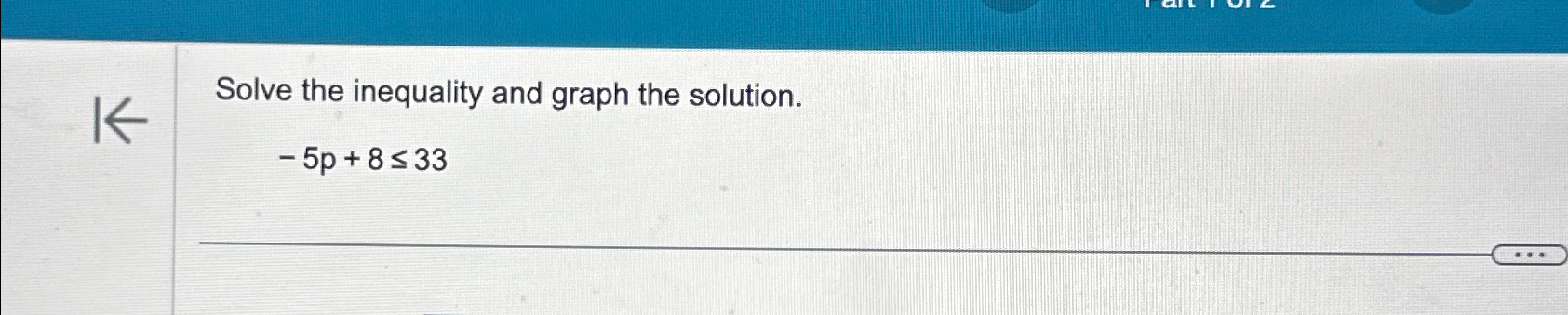 Solved Solve the inequality and graph the solution.-5p+8≤33 | Chegg.com