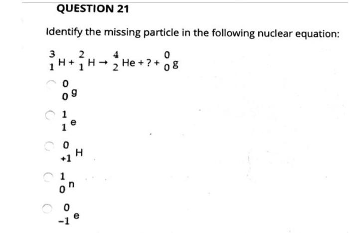 Solved Identify the missing particle in the following | Chegg.com