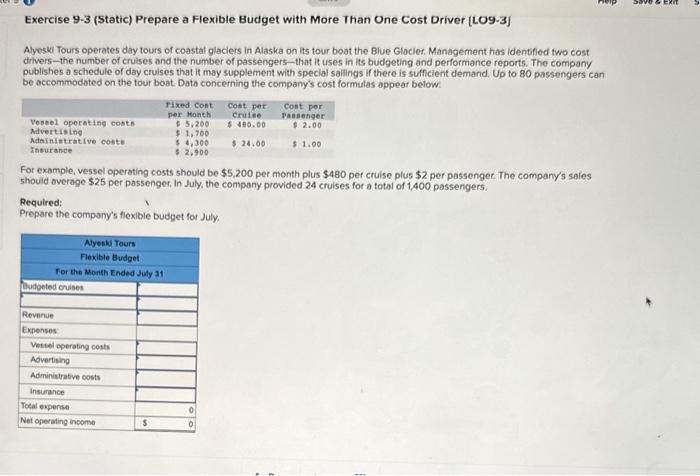 Solved Exercise 9-3 (Static) Prepare a Flexible Budget with | Chegg.com