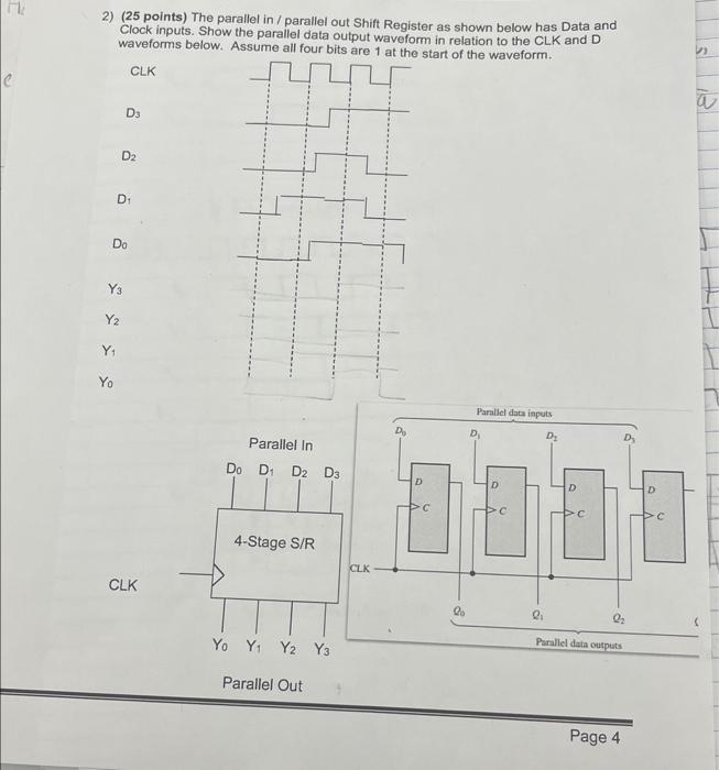 Solved 2) (25 points) The parallel in / parallel out Shift | Chegg.com