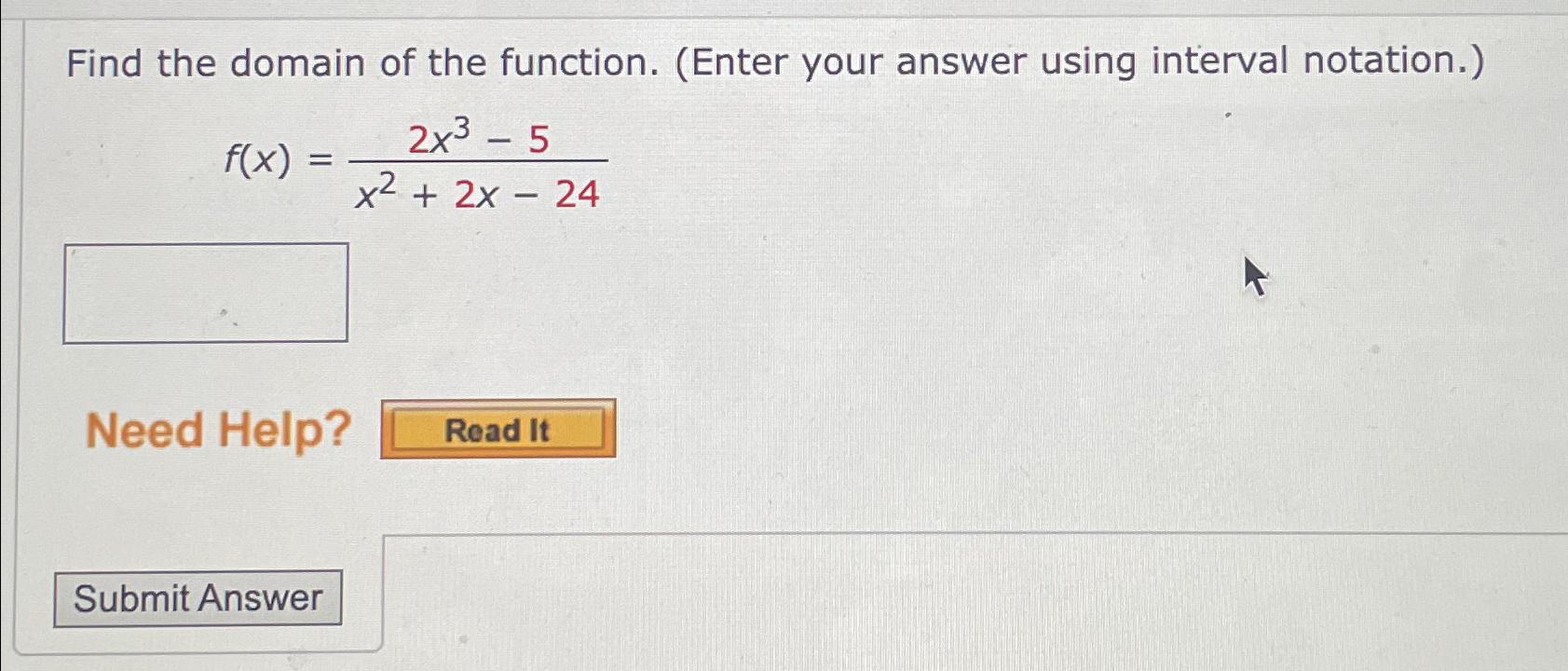 Solved Find the domain of the function. (Enter your answer | Chegg.com