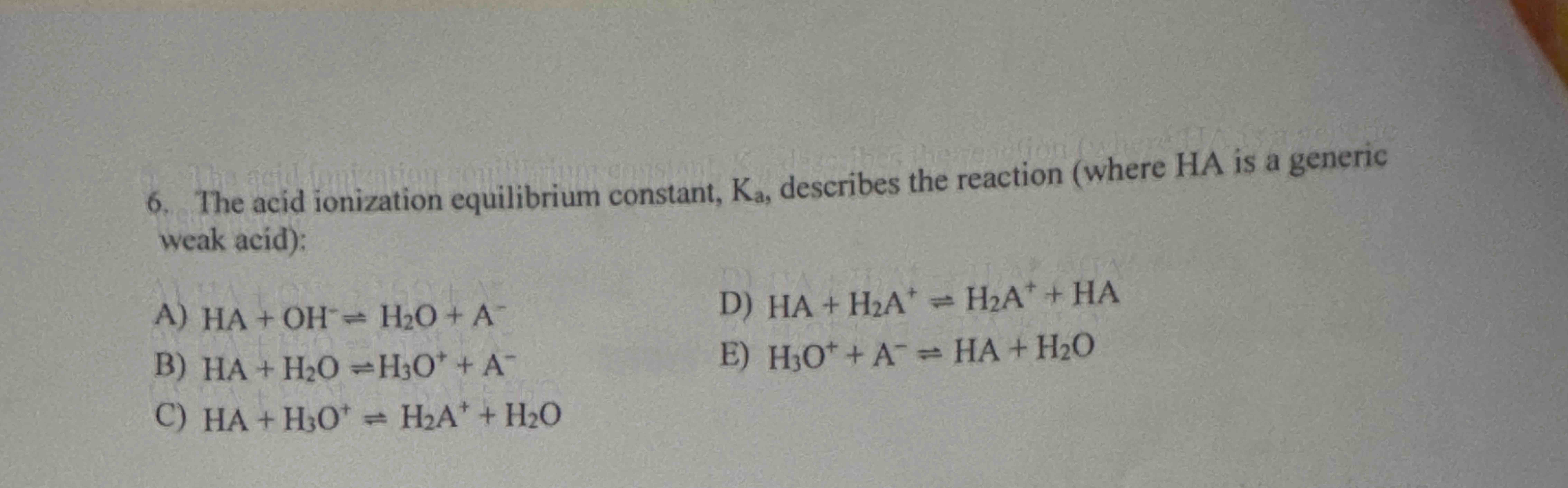 Solved The acid ionization equilibrium constant, Ka, | Chegg.com