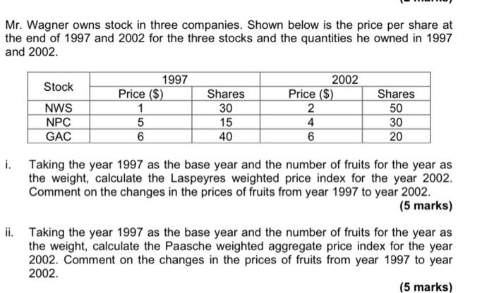 Solved Mr. Wagner owns stock in three companies. Shown below | Chegg.com