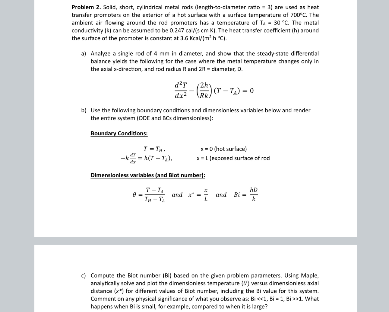 Solved Problem 2. ﻿Solid, short, cylindrical metal rods | Chegg.com