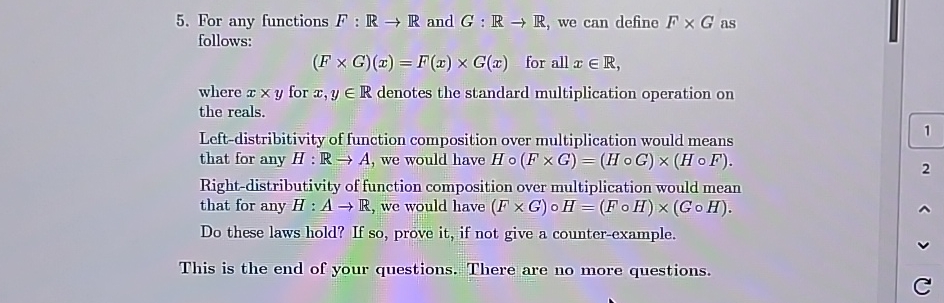 Solved For any functions F:R→R ﻿and G:R→R, ﻿we can define | Chegg.com