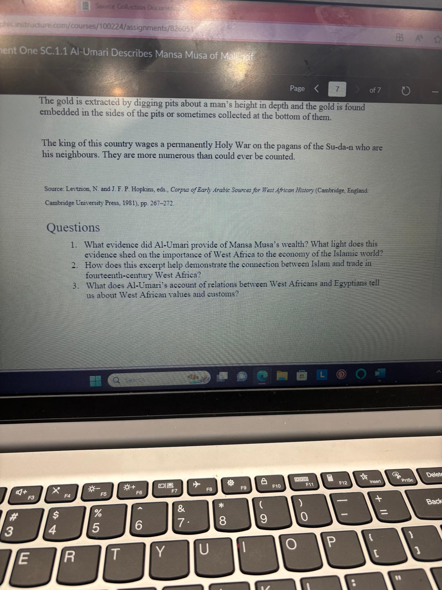 Solved ent One SC.1.1 ﻿Al-Umari Describes Mansa Musa of | Chegg.com