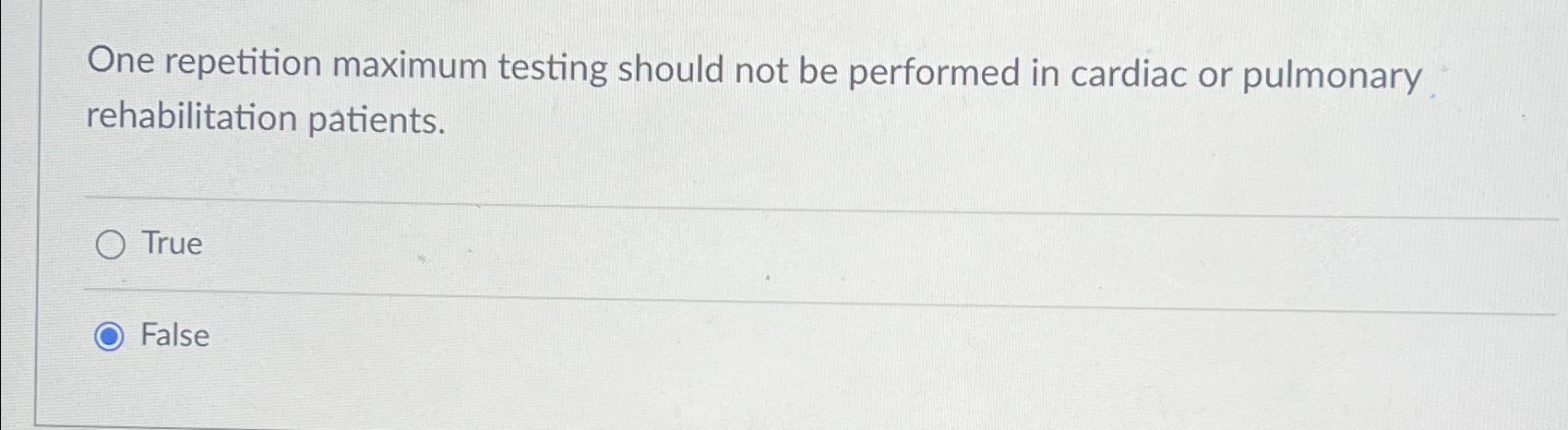 Solved One repetition maximum testing should not be | Chegg.com