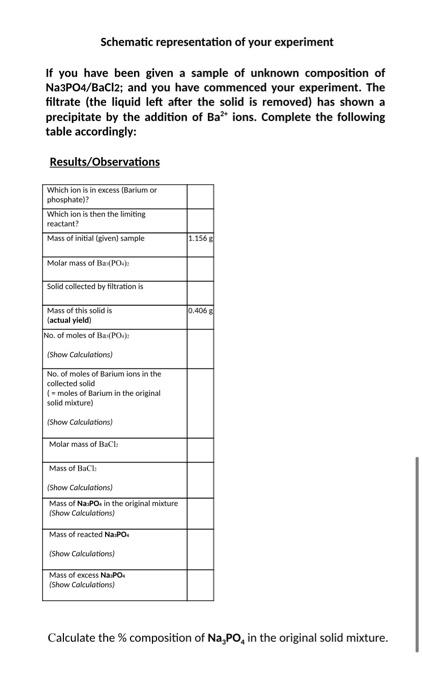 Solved Lab objectives: To determine the limiting reactant in | Chegg.com