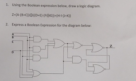 Using the Boolean expression below, draw a logic | Chegg.com
