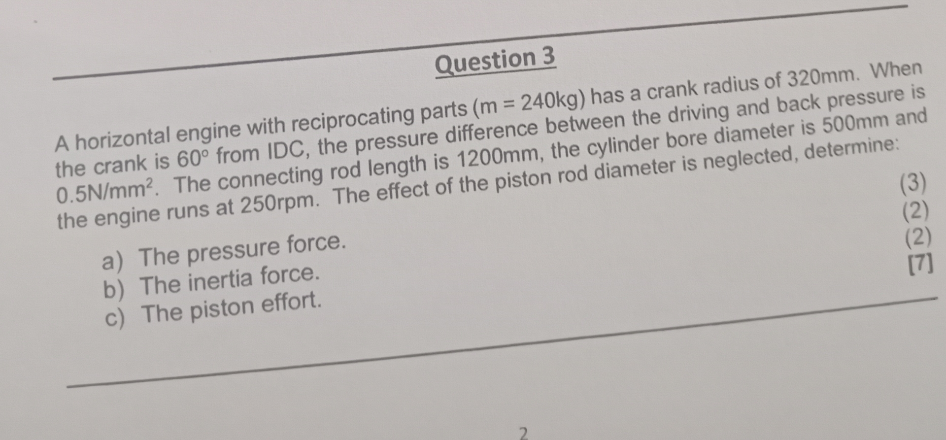 Solved Question 3A horizontal engine with reciprocating | Chegg.com
