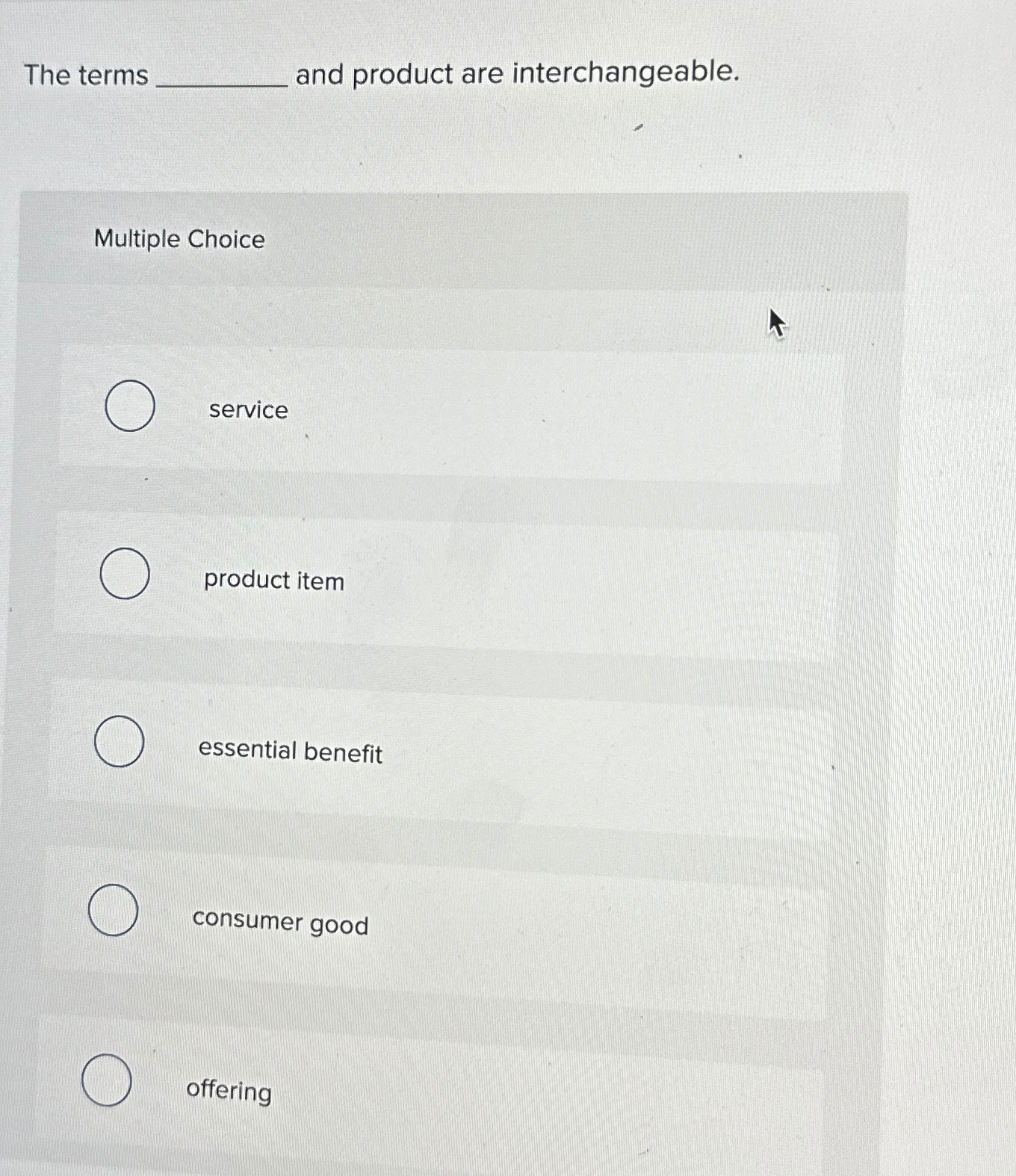 Solved The terms and product are interchangeable.Multiple | Chegg.com