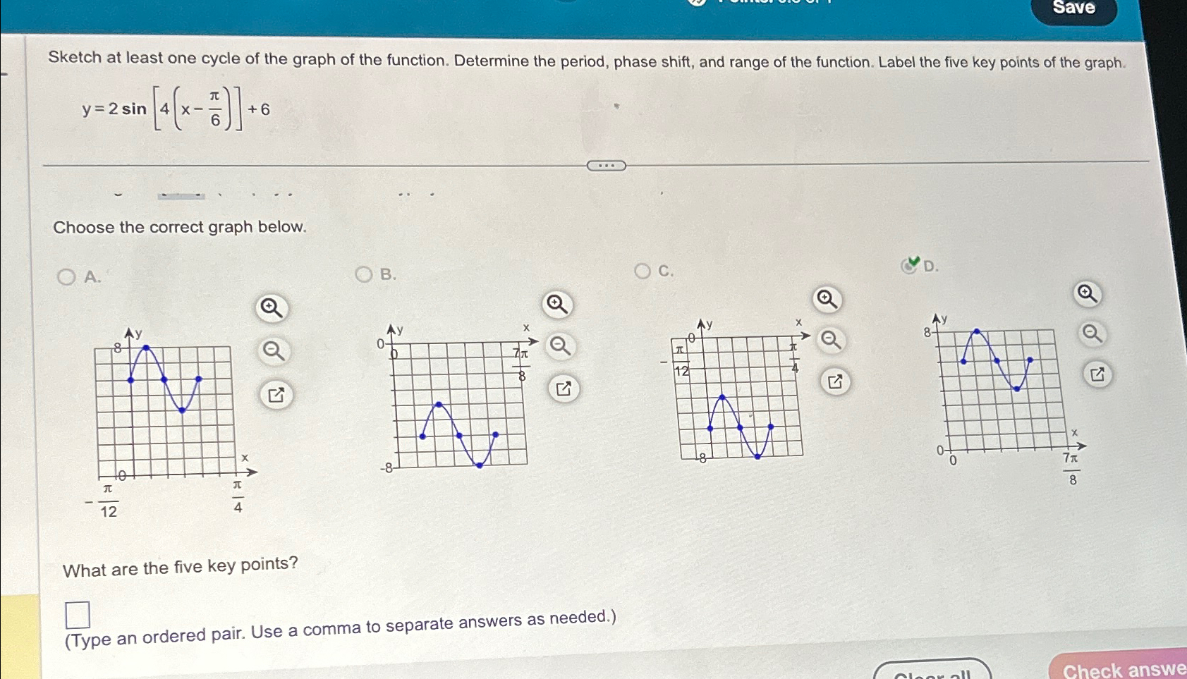 Solved SaveSketch at least one cycle of the graph of the | Chegg.com