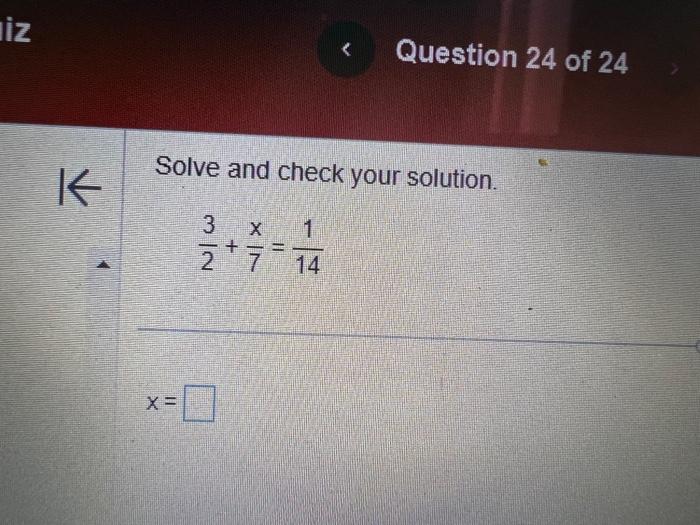 Solved Solve and check the equation. 3x−7−6=2x−1 Select the | Chegg.com