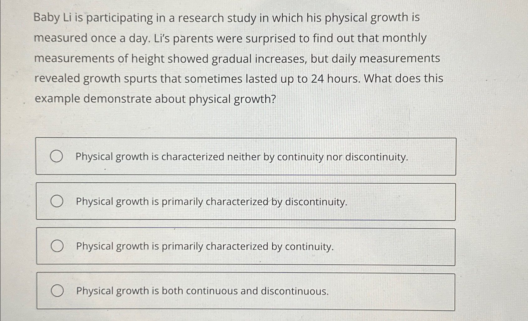 Solved Baby Li is participating in a research study in which | Chegg.com