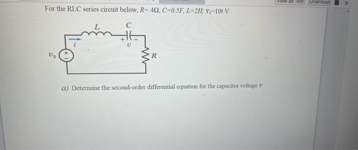 Solved For the RLC series circuit below, | Chegg.com
