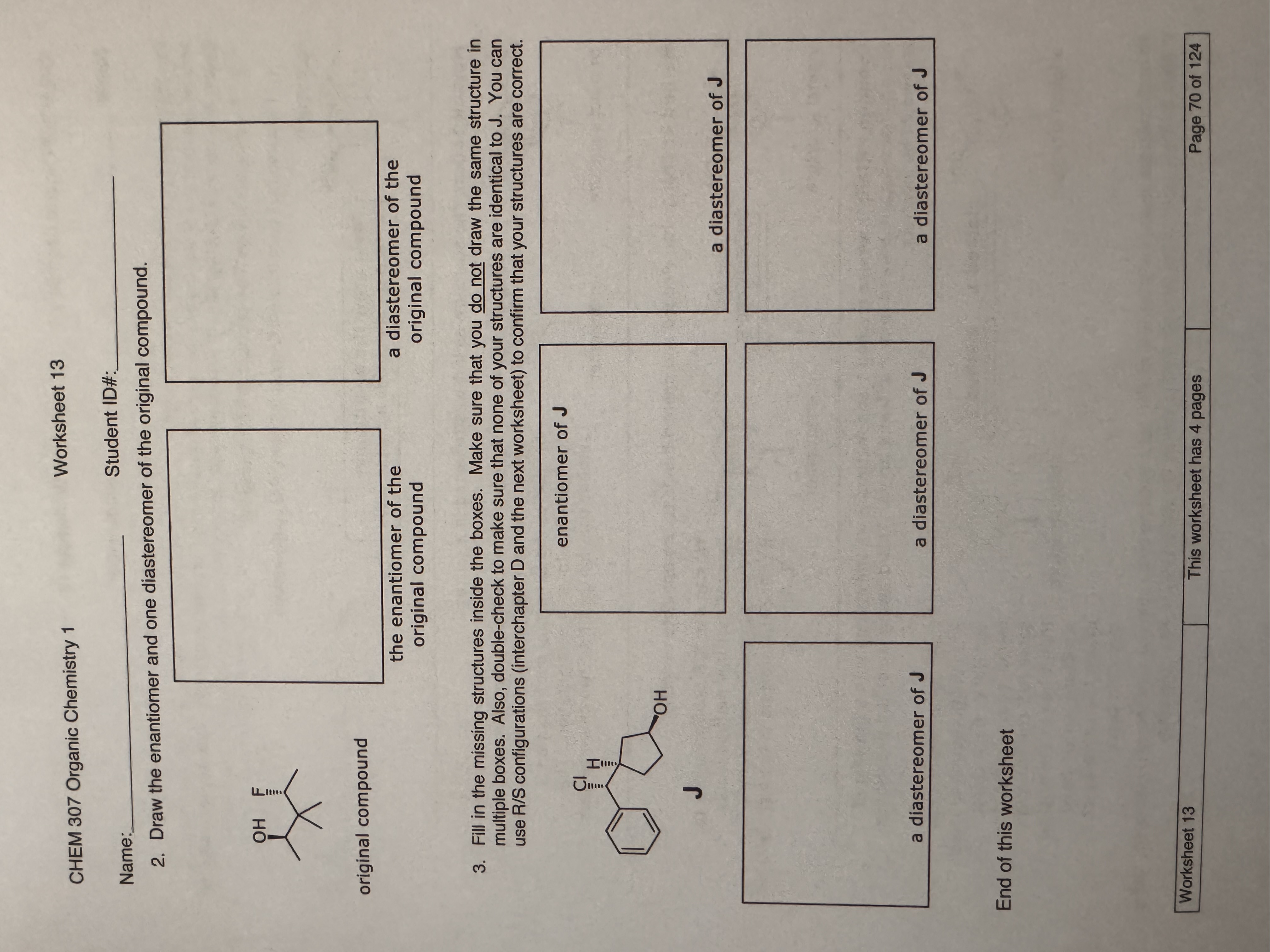 2. ﻿Draw the enantiomer and one diastereomer of the | Chegg.com