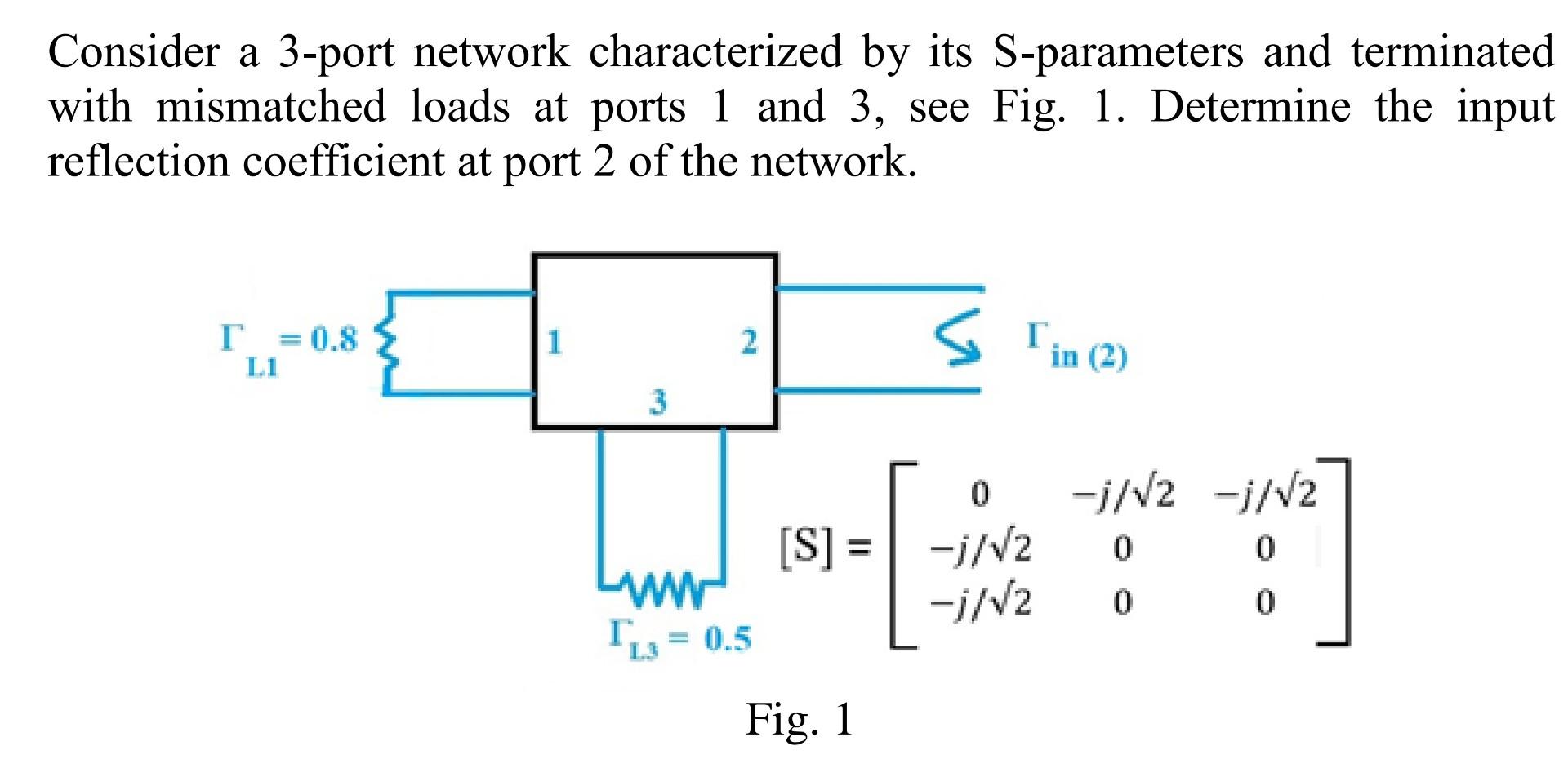 Consider a 3-port network characterized by its | Chegg.com