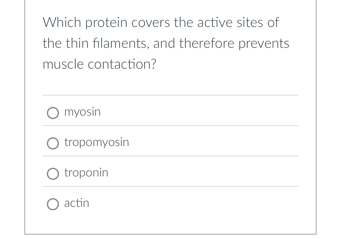 Solved Which protein covers the active sites of the thin | Chegg.com