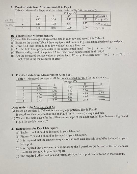 Solved Provided data for Exp 1 and instructions for data | Chegg.com