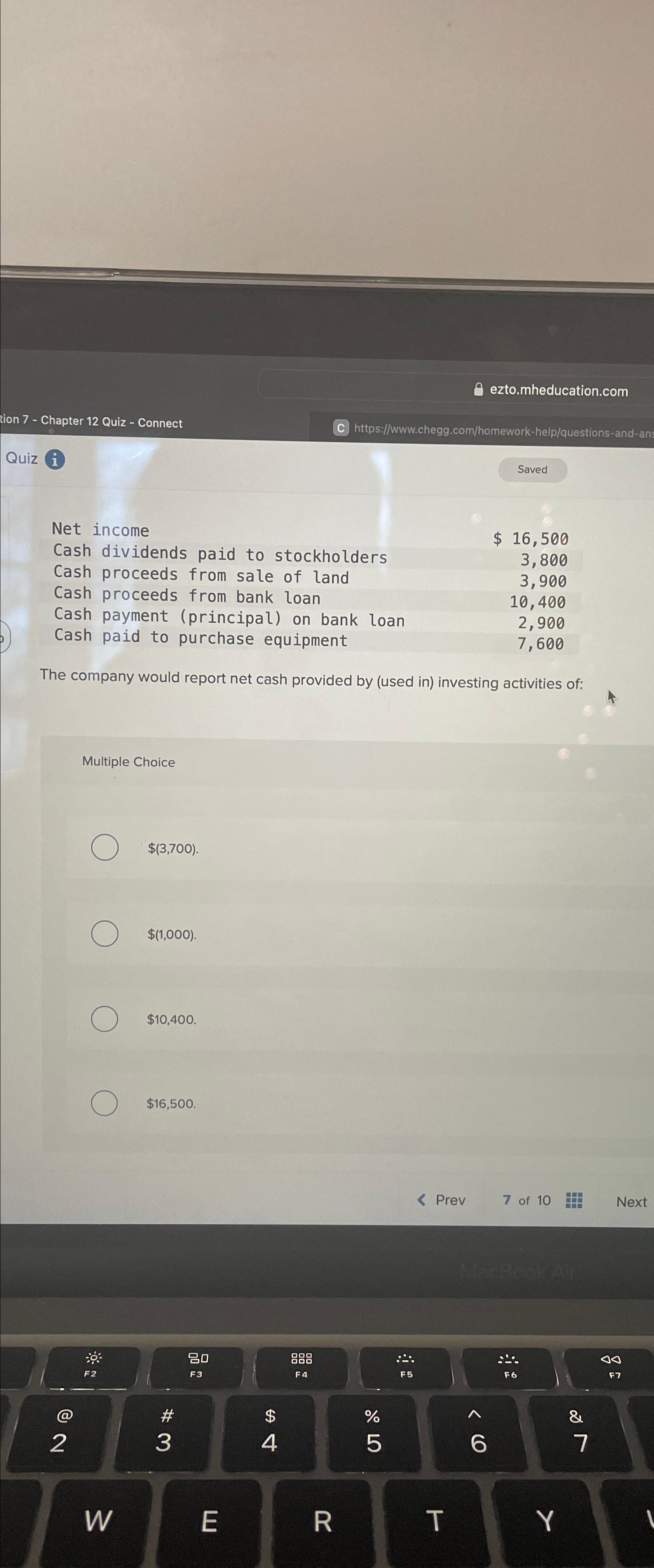 Solved ezto.mheducation.comtion 7 - ﻿Chapter 12 ﻿Quiz - | Chegg.com