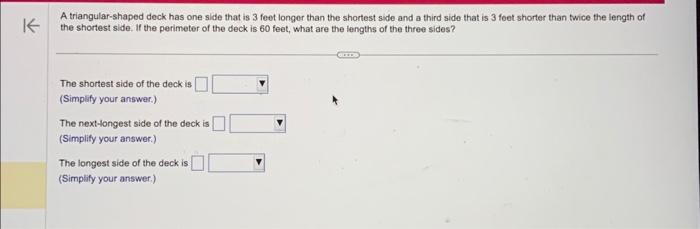Solved A triangular-shaped deck has one side that is 3 feot | Chegg.com