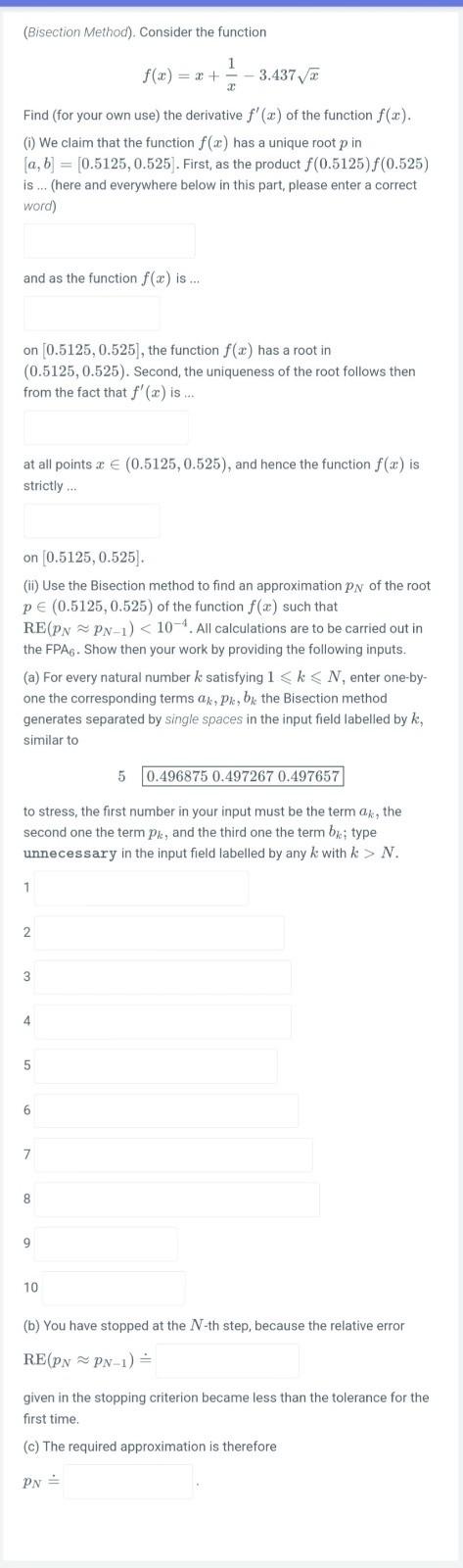 Solved (Bisection Method). Consider the function f(x) = x + | Chegg.com