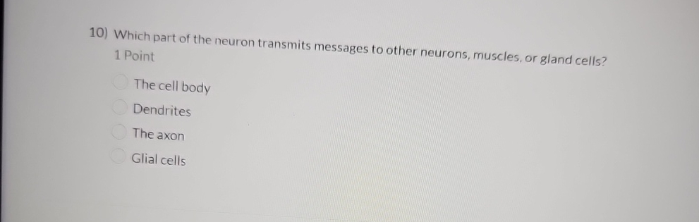 Solved Which part of the neuron transmits messages to other | Chegg.com