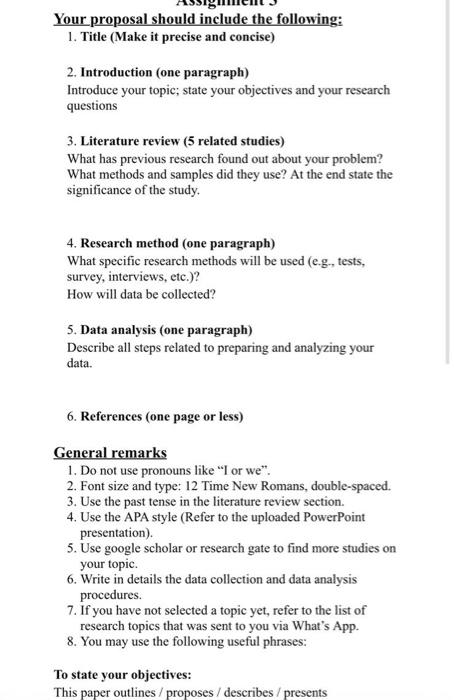 2. Introduction (one paragraph) Introduce your topic; | Chegg.com