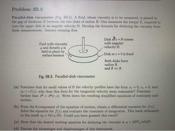 Solved Problem 33.5 Parallel-disk viscometer (Fig. 33.5). A | Chegg.com