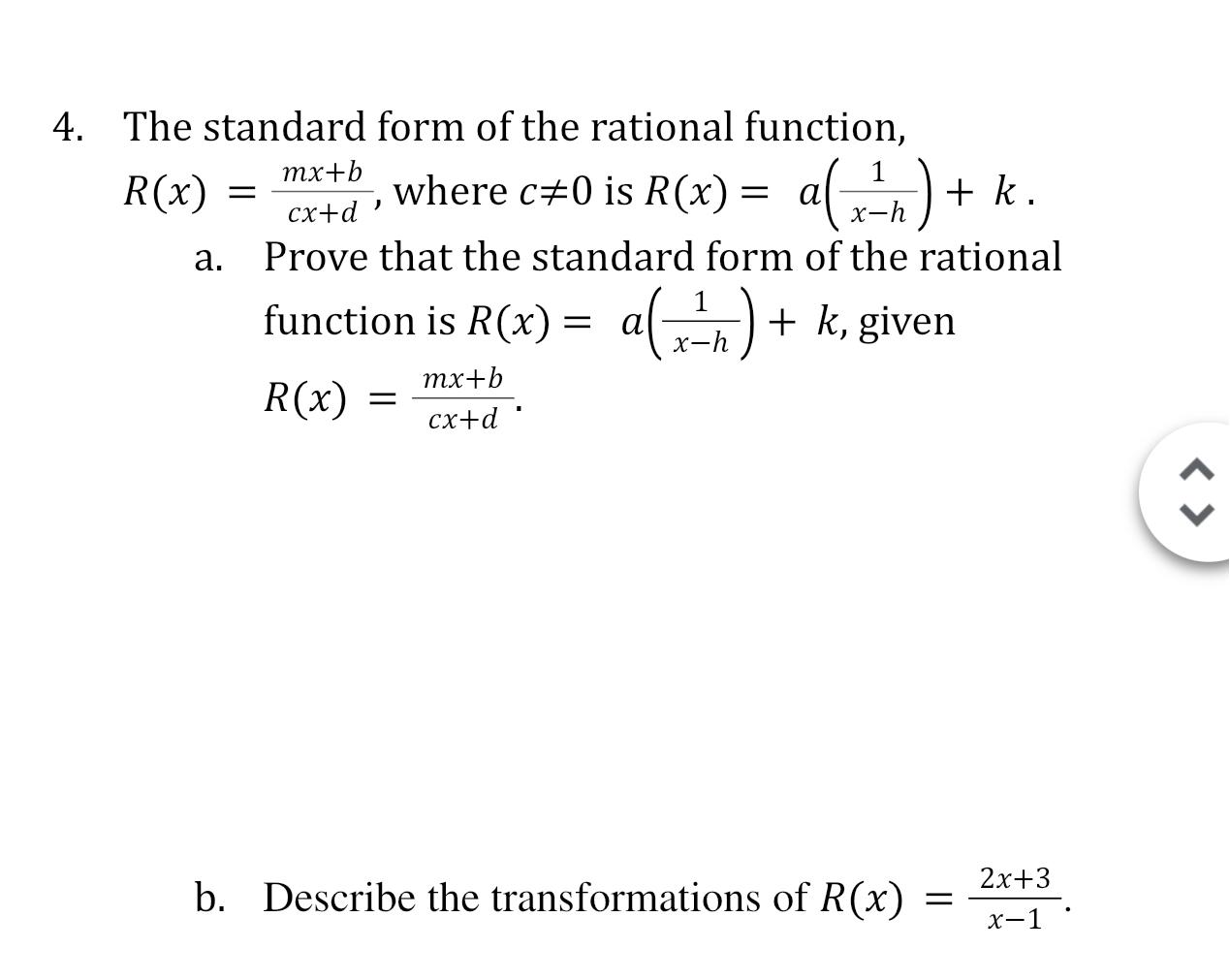 Solved The standard form of the rational function, | Chegg.com