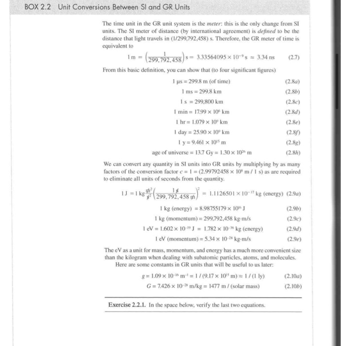 Solved BOX 2.2 Unit Conversions Between Sl and GR Units The | Chegg.com
