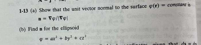Solved 1-13 (a) Show that the unit vector normal to the | Chegg.com
