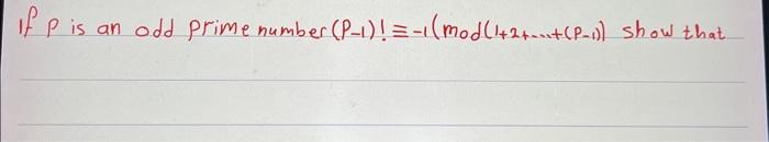 Solved If P is an odd prime number | Chegg.com