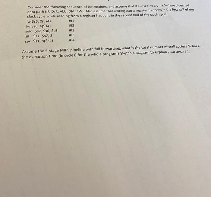 Solved Consider the following sequence of instructions, and | Chegg.com