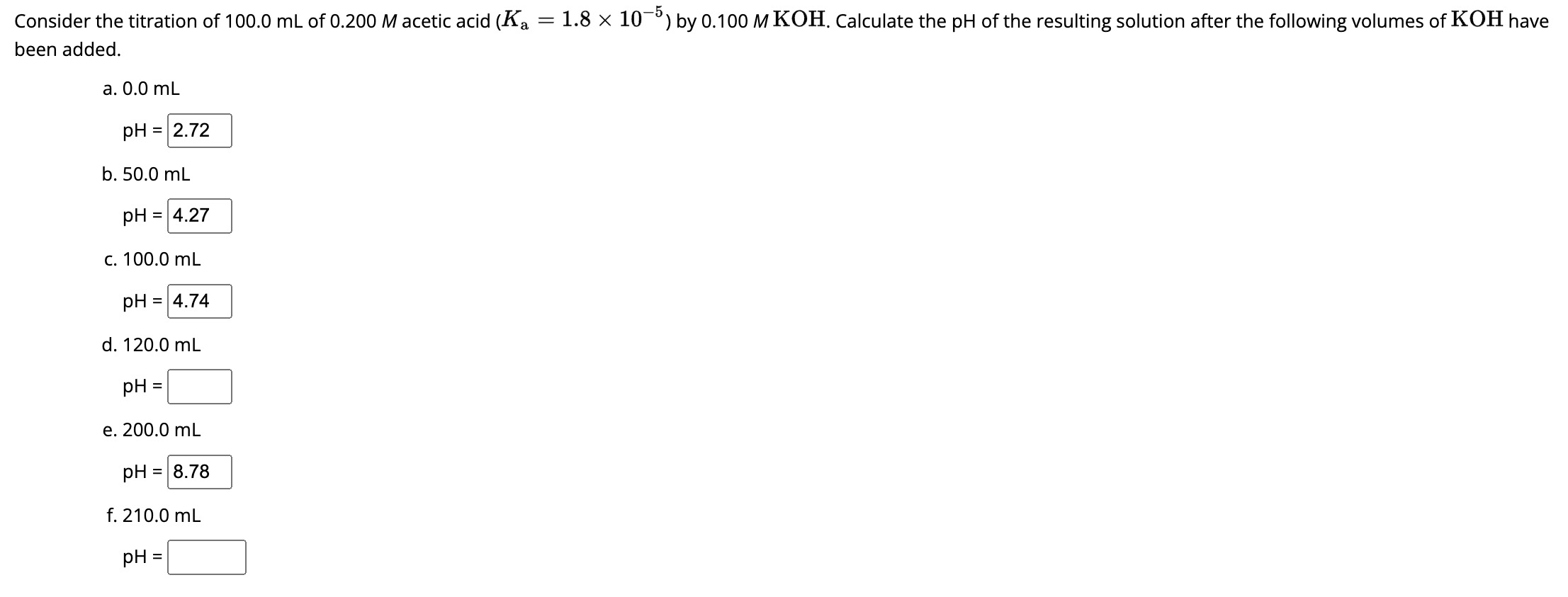 Solved Consider the titration of 100.0mL ﻿of 0.200M ﻿acetic | Chegg.com