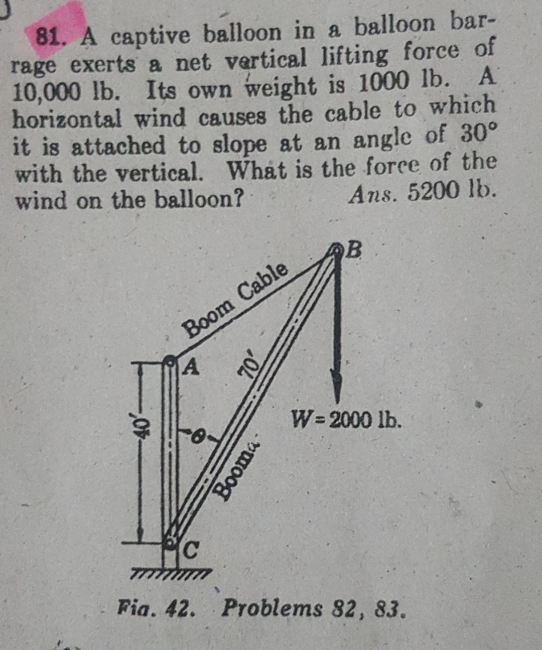 Solved 81. A captive balloon in a balloon barrage exerts a | Chegg.com