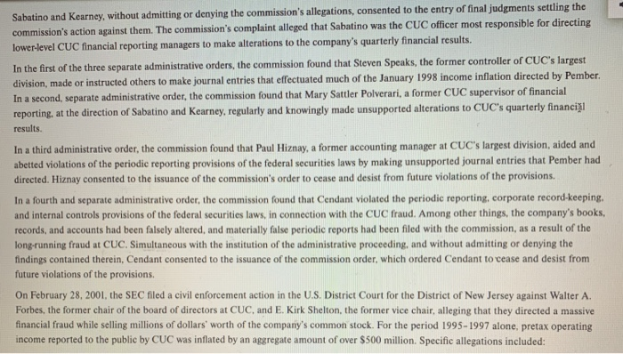 = Major Case 4 Cendant Corporation' The Merger of HFS | Chegg.com