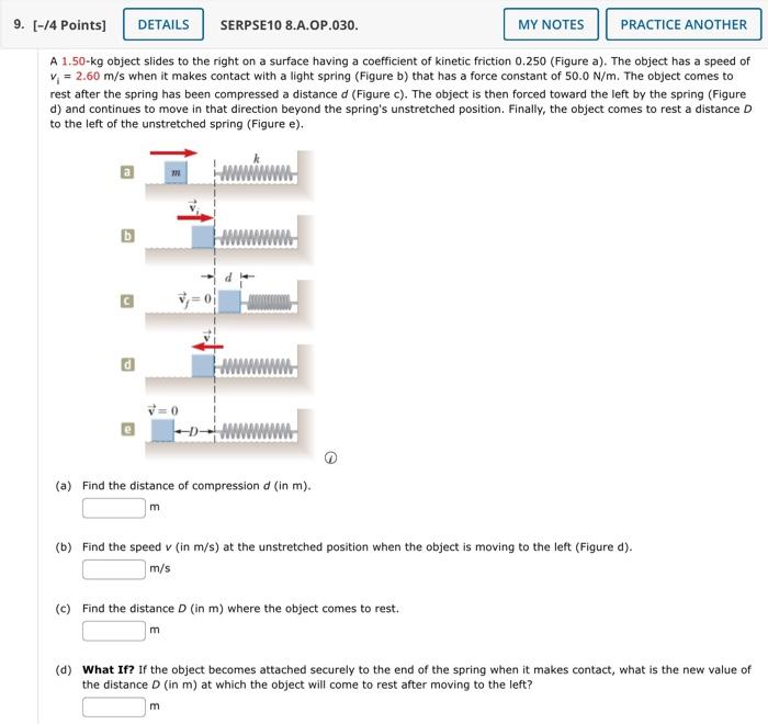 Solved A 1.50−kg object slides to the right on a surface | Chegg.com