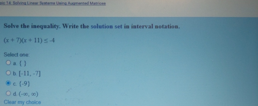 Solved pic 14. ﻿Solving Linear Systems Using Augmented | Chegg.com