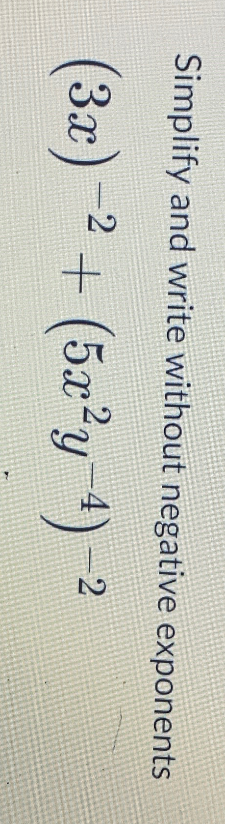 Solved Simplify and write without negative | Chegg.com