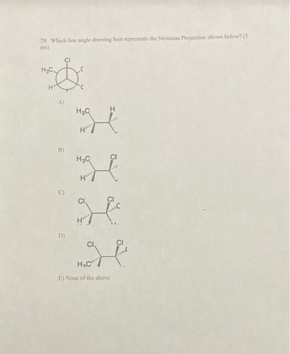 Solved 29. Which line angle drawing best represents the | Chegg.com